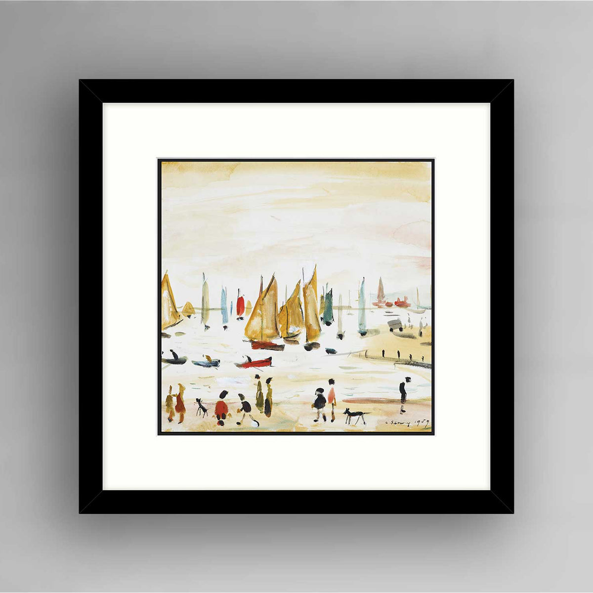 Yachts (1959) L.S. Lowry - Mounted Digital Print in Modern Black Frame ...