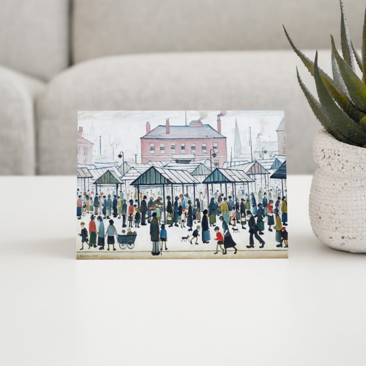 LS Lowry Market Scene Greeting Card – Northern Town Artwork – The Lowry ...