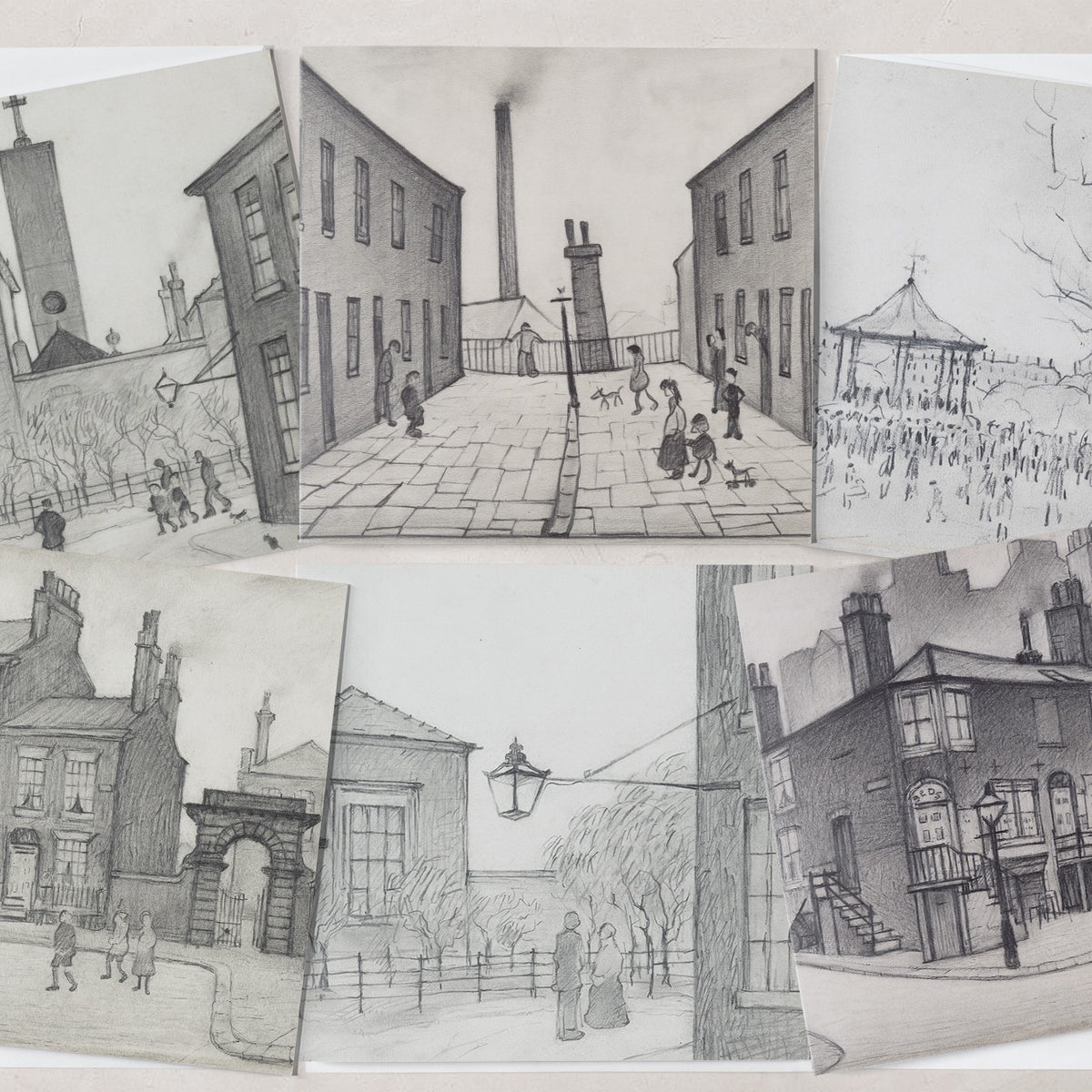 LS Lowry Sketches Notecard Wallet – 6 Pencil Drawings in Gift Set – The ...